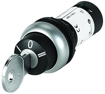 Eaton C22-WS-MS1-K10 Key Operated Selector Switch, 2 Positions, Momentary Operation, Silver ...