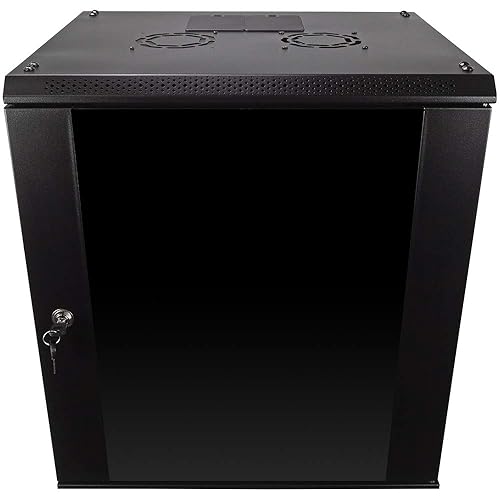 NavePoint 12U Server Rack Enclosure with Glass Door, Cooling Fan, Locks ...