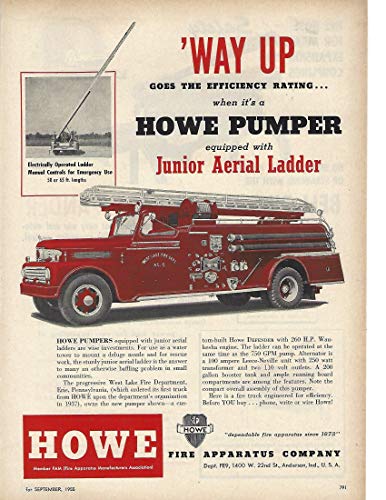 1955 Original Magazine Print Ad #2 Howe Fire Apparatus on Galleon ...