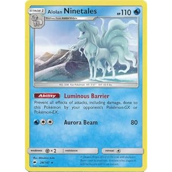 Amazon.com: Alolan Ninetales - 28/147 - Rare - Sun & Moon: Burning Shadows: Toys & Games