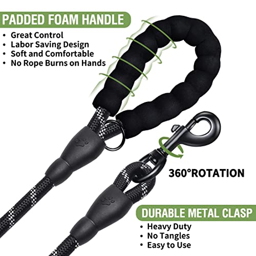 COOYOO 2 Pack Dog Leash 2/5/6 FT Heavy Duty - Comfortable Padded Handle ...