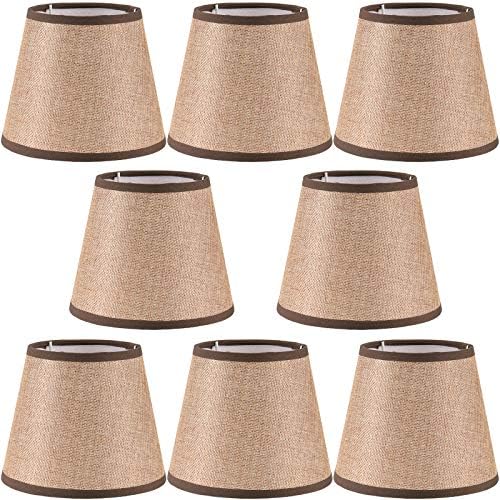 ZEONHAK 8 Pack 4 x 6 x 5 Inches Natural Linen Lamp Shades, Upgraded ...