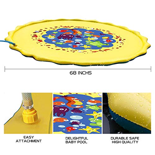Bosun 【2019 New】 Splash Play Mat 68" Outdoor Water Play Sprinkle and ...