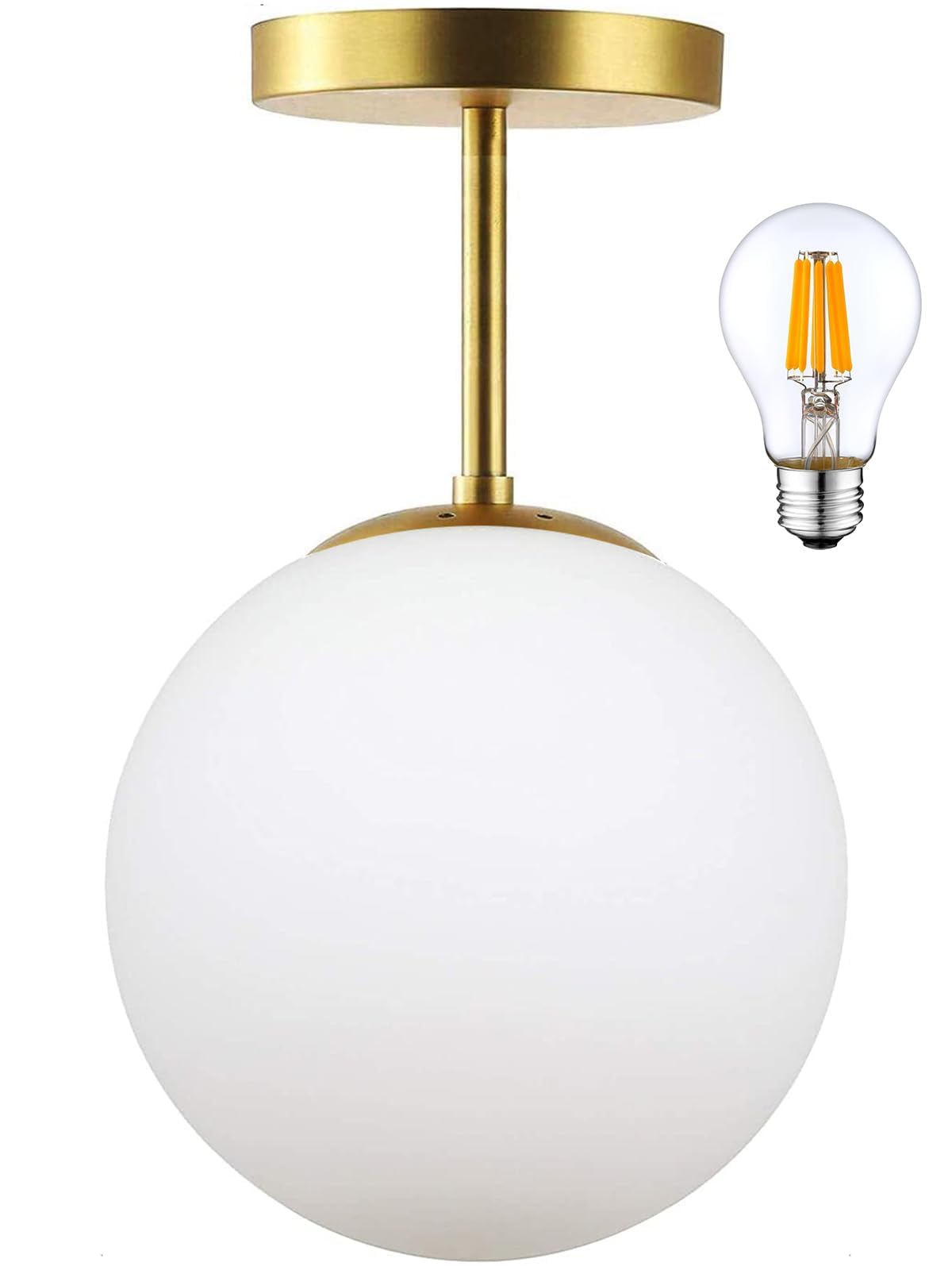 Globe Semi Flush Mount Ceiling Light Fixture Globe Ceiling Light Milk ...