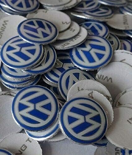 2PCS 14MM BLUE AND WHITE silver VW Key Remote Sticker Emblem Badge Logo ...