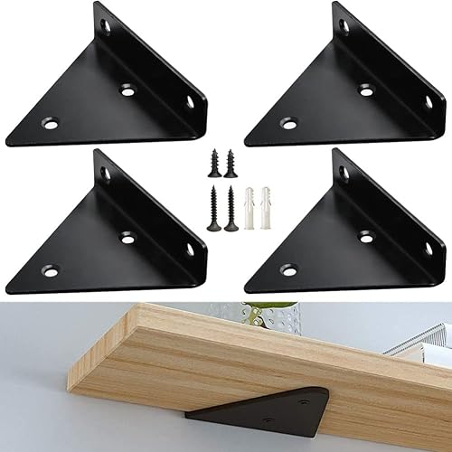 Black Shelf Bracket , 4 Pcs 3.1" ,Shelf Supports - Hidden Brackets for ...