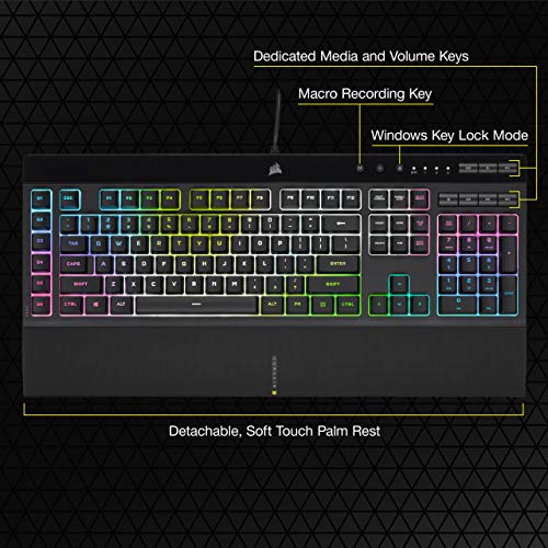 Corsair K55 RGB PRO XT - Dynamic Per-Key RGB Backlighting - Six Macro ...