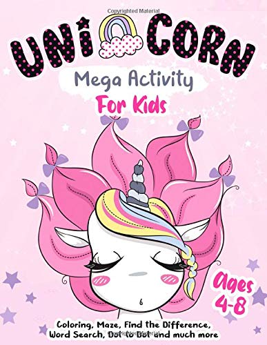 Unicorn Mega Activity Book For Kids Ages 4-8: Fascinating Fun ...