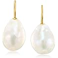 Amazon.com: Ross-Simons 11-12mm Cultured Baroque Pearl Drop Earrings in 14kt Yellow Gold ...