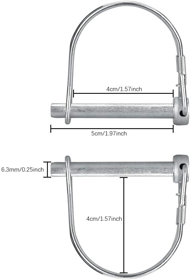 AFASOES 8pcs Shaft Locking Pin 1/4″ Wire Lock Pin Heavy Duty Safety ...