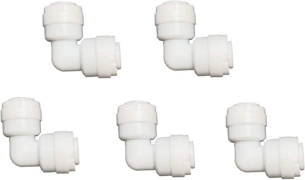 Malida 1/4"x1/4" Tube Push Union Elbow Quick Connect for RO Water Filter Fitting Pack of 5 ...