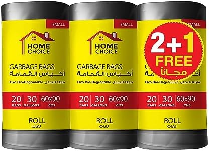 Home Choice Home Choice, 30 Gallons Pack of 3, Black, 60 Garbage Bags ...