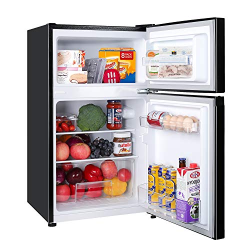 TECCPO 2 Door Mini Fridge, 3.0 Cu Ft Mini Refrigerator with Freezer ...