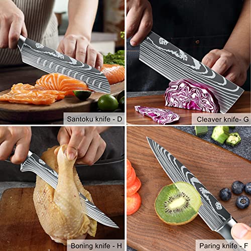 Dfito Kitchen Chef Knife Sets, 3.5-8 Inch Set Boxed Knives 440A ...