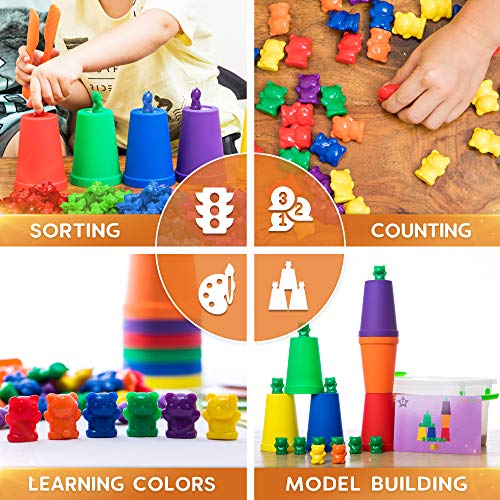 Itelya Rainbow Counting/Sorting Bears with Matching Cups and Original ...