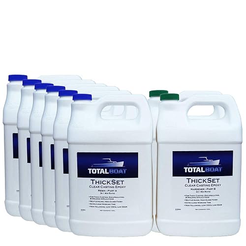 TotalBoat Thickset Deep Pour Epoxy Resin Kit (8 Gallon) - Crystal Clear ...