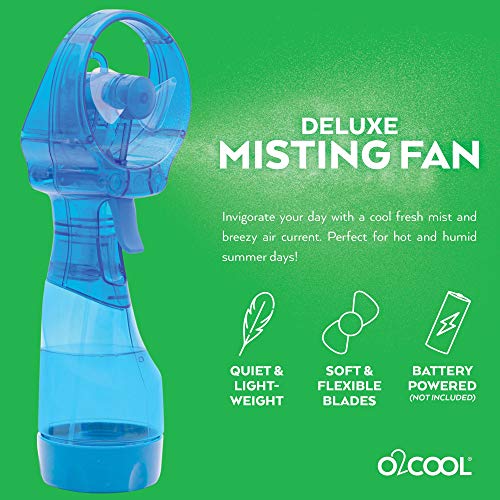 O2COOL Deluxe Handheld Battery Powered Water Misting Fan (Light Blue ...