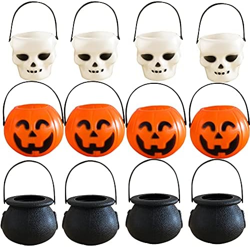 12 Pcs Mini Halloween Pumpkin Candy Bowl Bucket Lightweight Trick Or ...