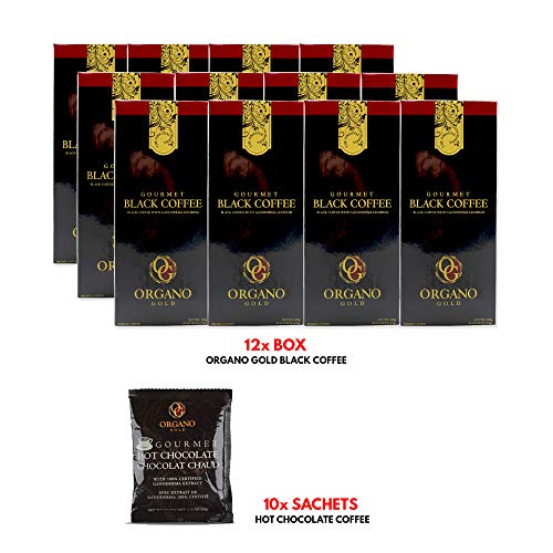 12 Boxes ORGANO Gold Gourmet Black Coffee ( 30 Sachets per Box ) FREE ...