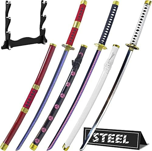 Montex 3 Piece 41" Roronoa Zoro Swords Real Steel with Display Rack ...