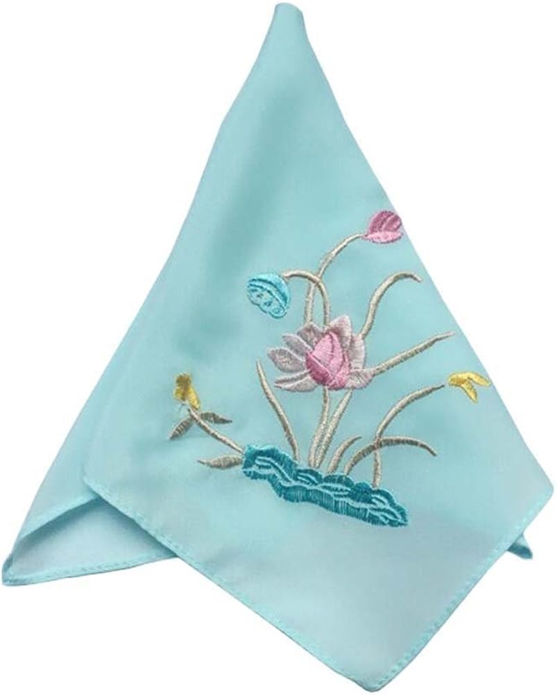 Chinese Traditional Charming Embroidery Silk Handkerchiefs/Lotus at ...