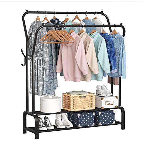 ACCSTORE Garment Rack Clothes Rack Freestanding Hanger Double Rails ...