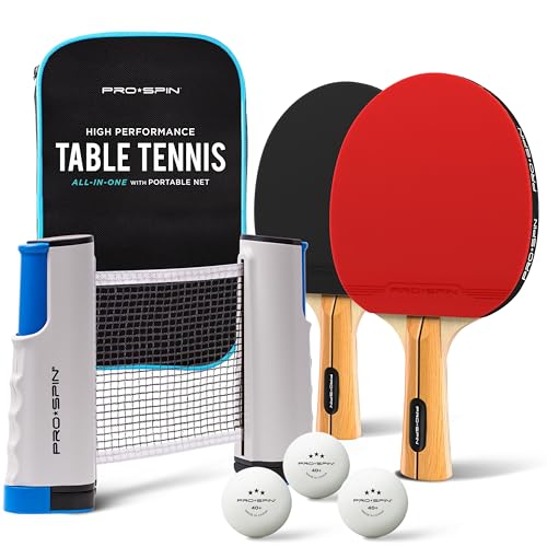 PRO SPIN Portable Table Tennis Rackets Set | Quality Kit with Ping Pong ...