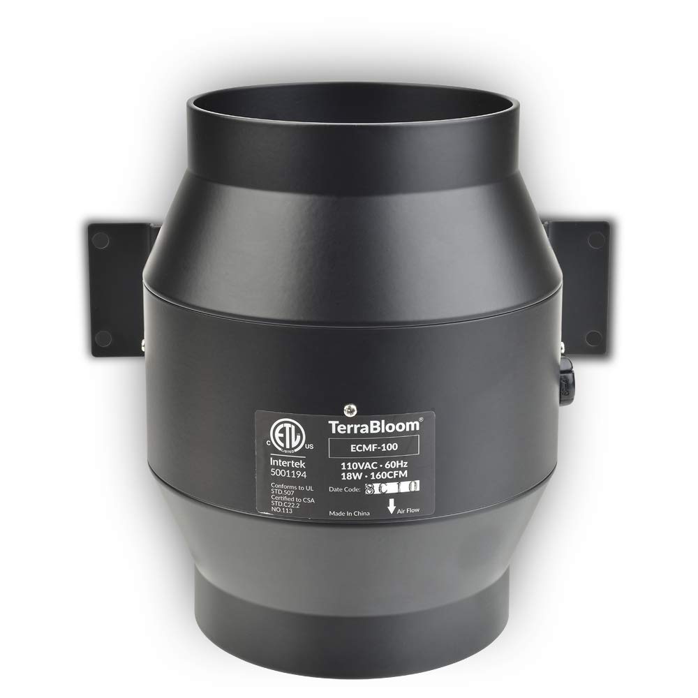 Tools & Home Improvement TerraBloom 4 Inline Duct Fan 18W Quiet Energy ...