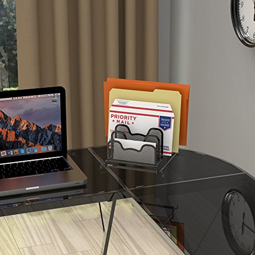 SimpleHouseware Desk 5 Sections Step File Sorter Organizer, Black ...