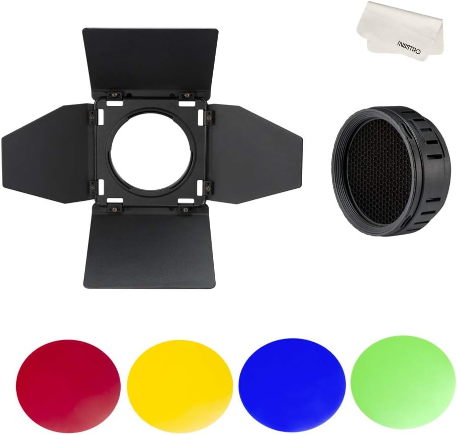 Godox BD-10 BarnDoor Accessories Kit with Honeycomb Grid and 4 Color ...