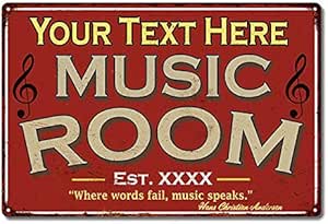 Amazon.com: Personalized Music Room Sign Red Signs Vintage Tin Wall Art ...