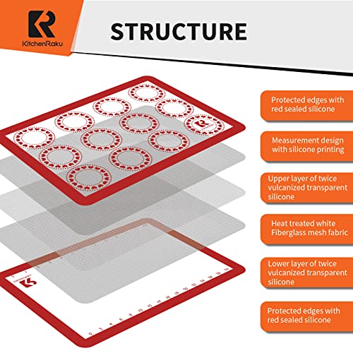 Silicone Baking Sheet Mat Set of 4, Perfect Food Grade Reusable ...