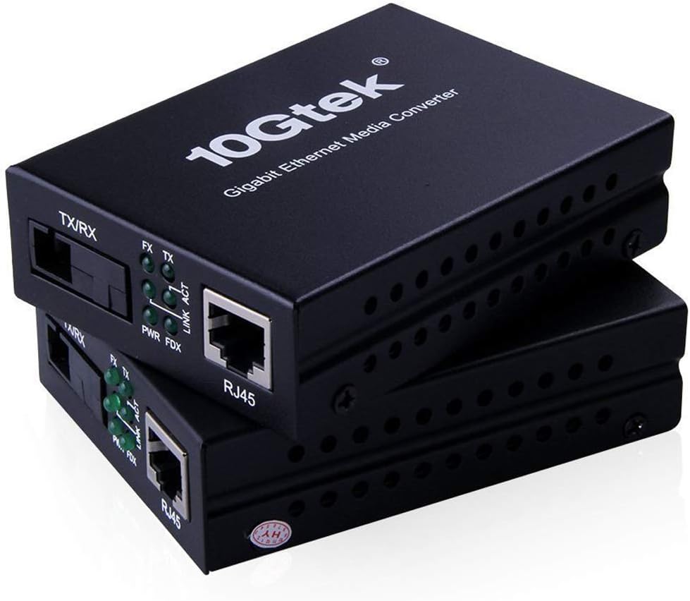 ipolex A Pair of Gigabit Ethernet Fiber Media Converter, 10/100/1000M RJ45 to 1000M Bi ...