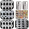 Amazon.com: 36 Coffee Decorating Stencils + 2 Stainless Steel Mesh Powder Shaker, Magnoloran ...