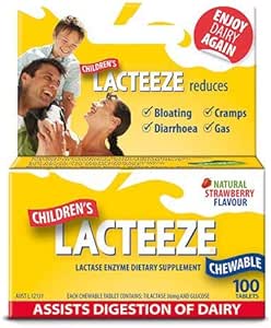 Amazon.com: 2 Pack: Lacteeze Childrens 200 chewable tablets Strawberry ...