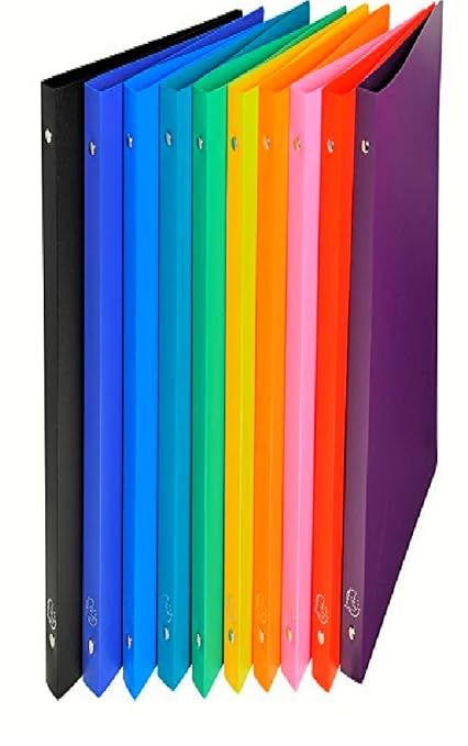 Exacompta A4 Flexible Polypropylene Slim Ring Binder 2-Ring 20mm Spine - Pack of 5 Assorted ...