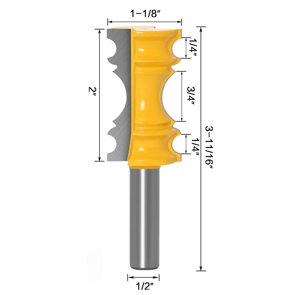 Mesee Crown Molding Router Bit, 1/2 Inch Shank Chair Rail Molding ...