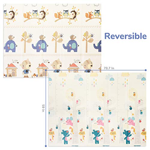 Folding Play Mat | Non-BPA Non-Toxic Foam Baby Playmat (79inch x 59 ...