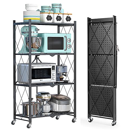 MYDENIMSKY 4 Tier Storage Shelf, Heavy Duty Foldable Shelving Units ...