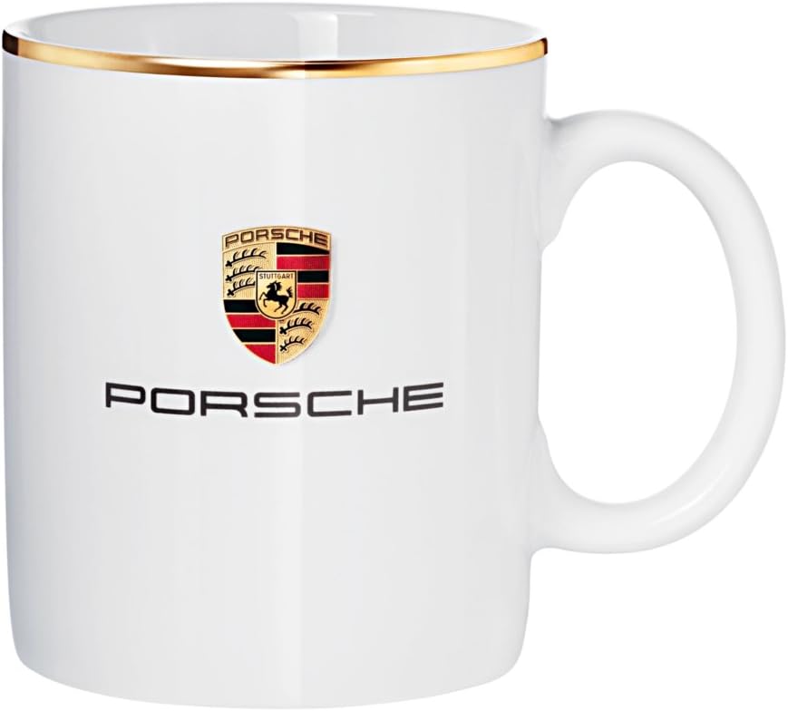 Porsche Small White China Mug with Crest and Gold Leaf Rim 0.25L ...