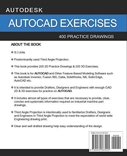 AUTOCAD EXERCISES: 400 Practice Drawings For AUTOCAD And Other Feature ...