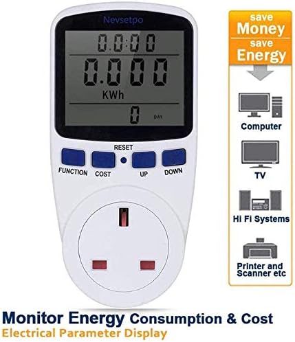 Nevsetpo Power Meter UK Plug Power Monitor Watts Meter Electricity ...