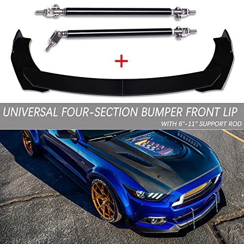 DREAMIZER Universal Front Bumper Lip Strut Rod Spoiler Wing Wide Body ...