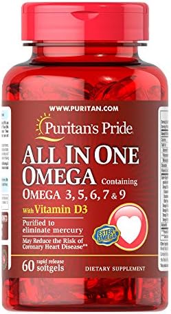 Puritans Pride All in One Omega 3, 5, 6, 7 and 9 with Vitamin D3, 60 ...