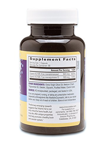 Full Spectrum VITAMIN K2. With MK-4 + MK-7. 600 mcg K2 per capsule. Soy ...