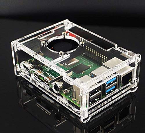 Rpi shop Raspberry pi 4 case Model B Acrylic case with fan + heatsink included : Amazon.in ...
