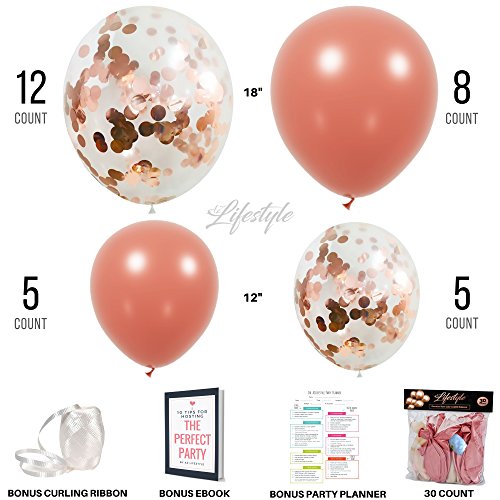 AZ Lifestyle (30-Pack) Premium 18 inch Rose Gold Confetti Balloons ...
