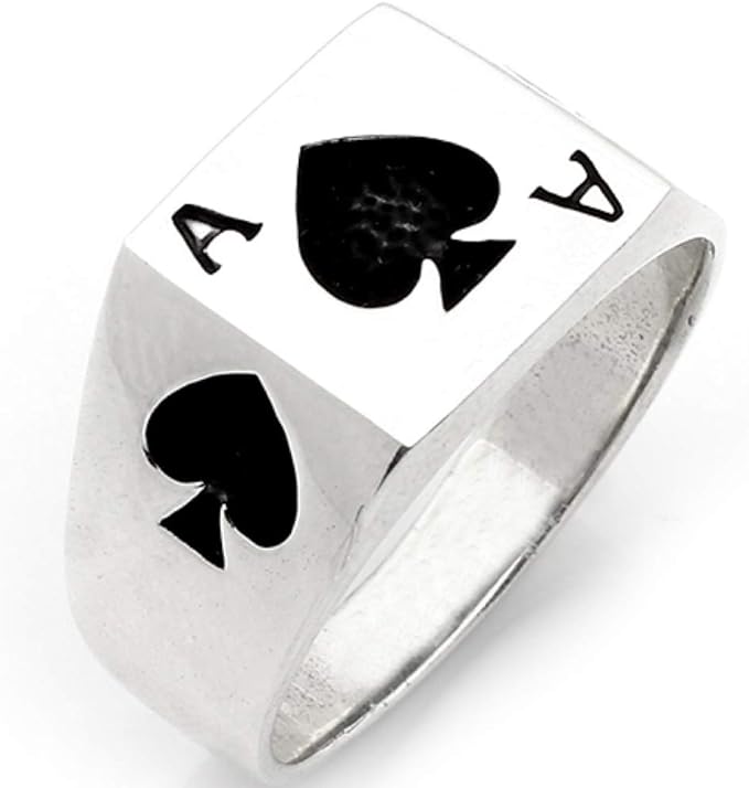 Harlembling Solid 925 Sterling Silver - Lucky Ace of Spades Ring - Sz 7 ...