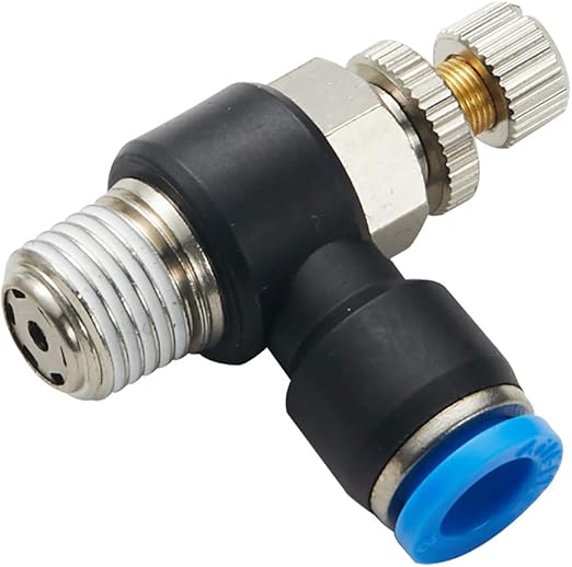 Amazon.com: ASC-04-04 1/4" Tube OD x 1/4" NPT Thread Air Flow Control Valve Male Elbow Push to ...
