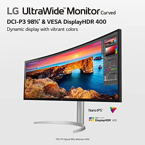 LG 49WQ95C-W 49 Inch 32:9 Curved UltraWide DQHD (5120 x 1440) Nano IPS Monitor, NVIDIA® G-SYNC ...